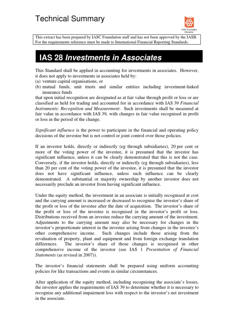 Ias 28 | Download Free PDF | International Financial Reporting ...