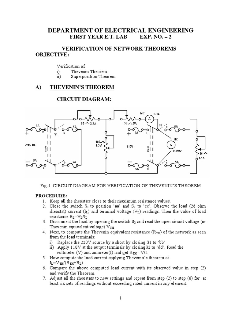 Network Theorems Experiment | PDF | Force | Electromagnetism