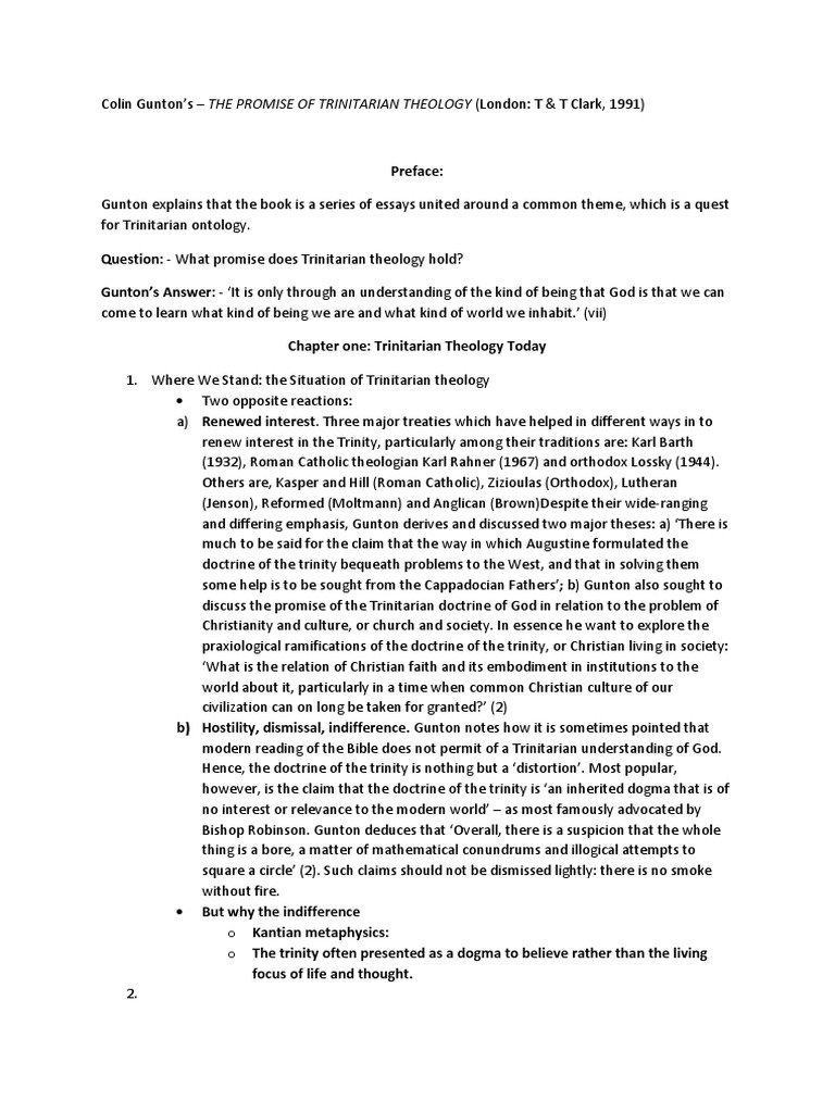 Colin Gunton | PDF | Trinity | Theology