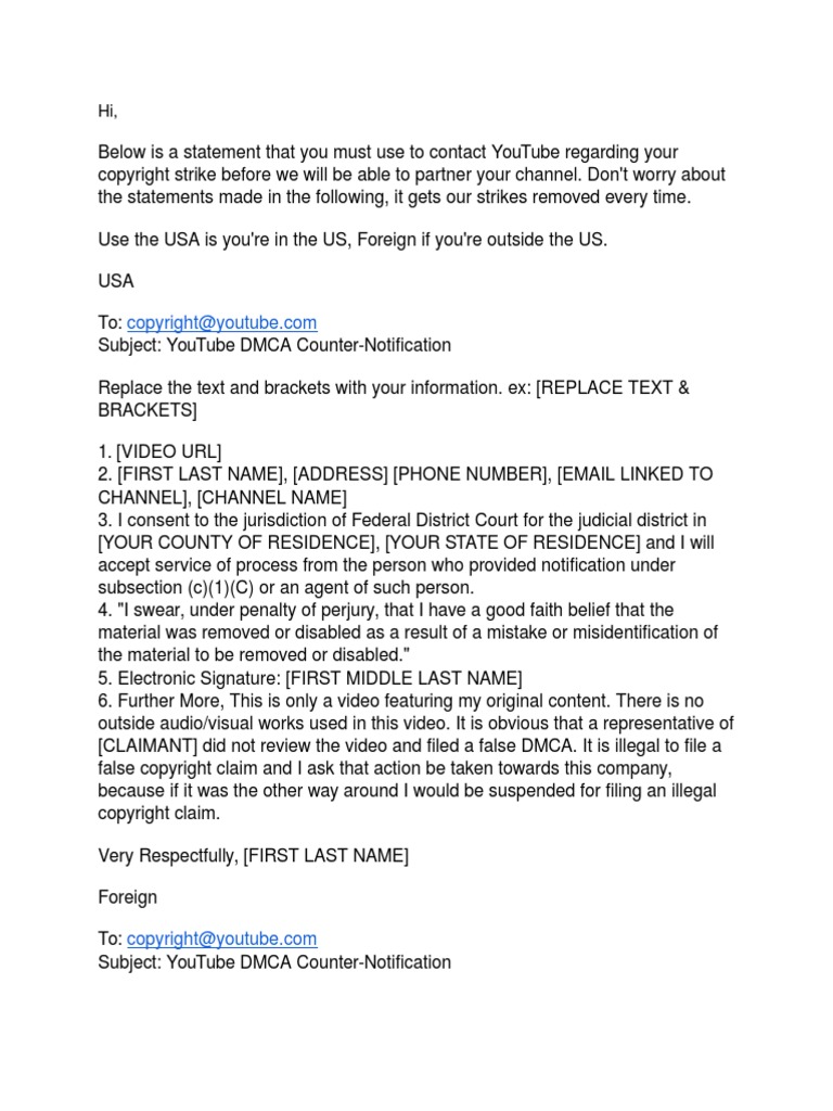 Copyright Strike Counter-Notification | Online Copyright Infringement ...