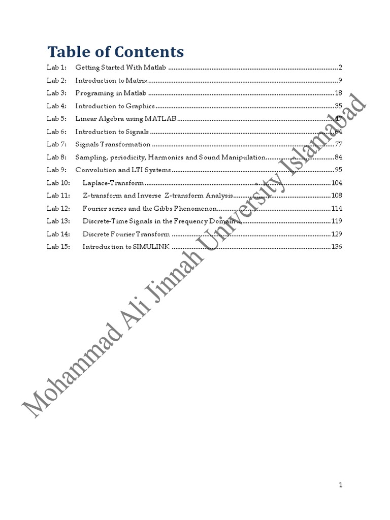 Signals System Lab Manual | PDF | Matrix (Mathematics) | Matlab