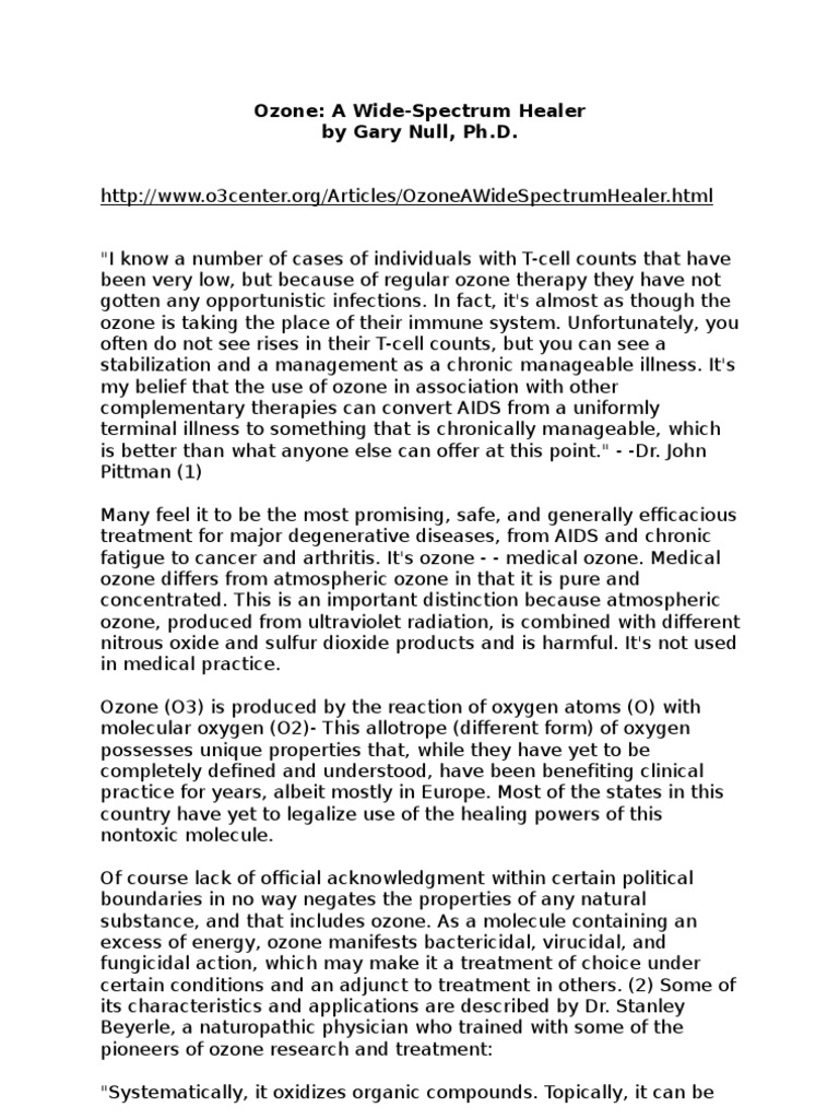 Ozone - A Wide Spectrum Healer by Gary Null PHD | PDF | Radical ...