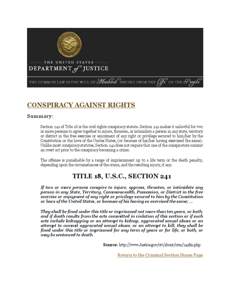 USC - Title.18-Sec.241 Conspiracy - Against.Rights | PDF