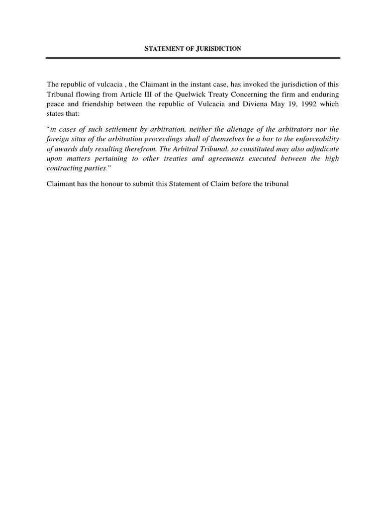 Jurisdiction Statement for Vulcacia Case | PDF | Business | Law