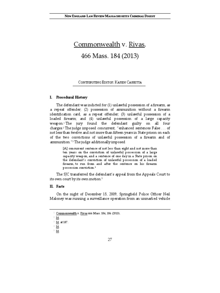MCD - Commonwealth v. Rivas | Download Free PDF | Fifth Amendment To ...