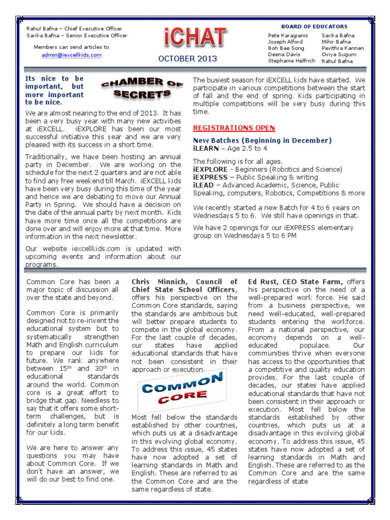 iCHAT - Oct 2013 | PDF | Common Core State Standards Initiative ...