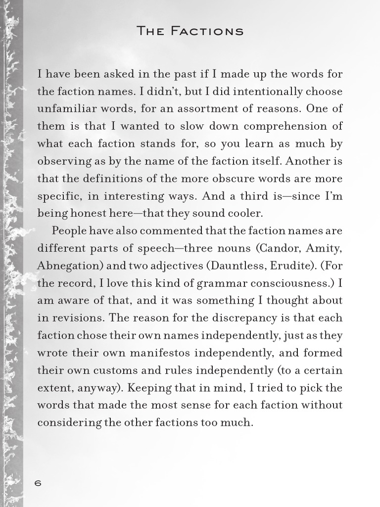 The Factions by Veronica Roth | PDF | Divergent (Novel) | Linguistics