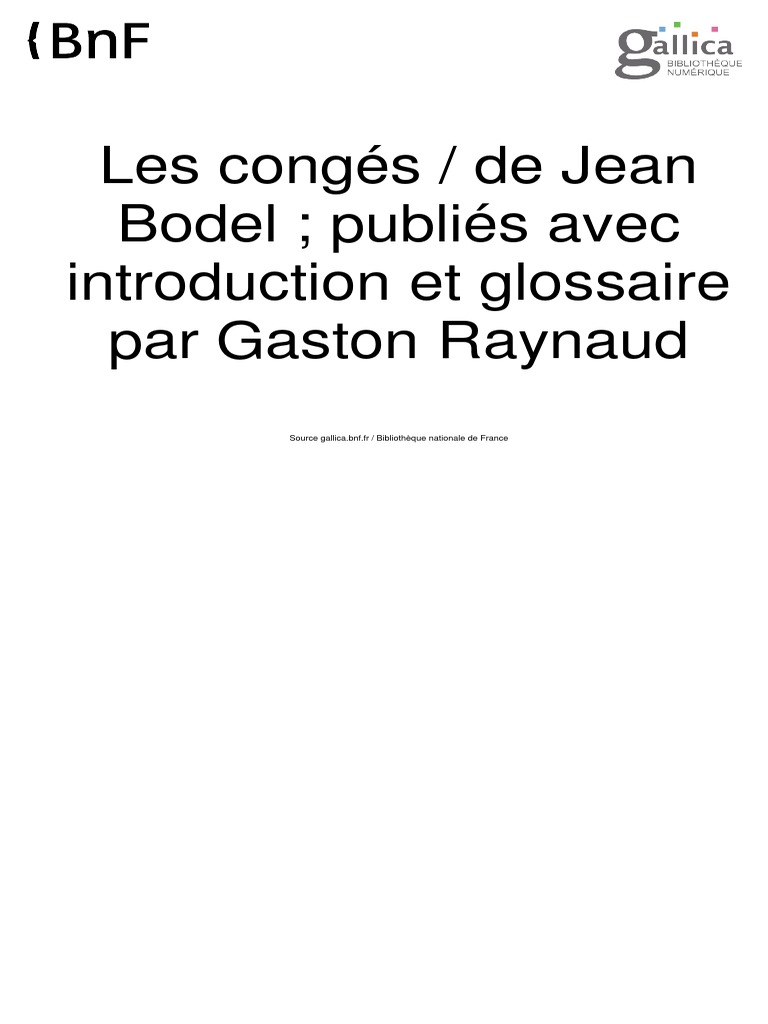 Les Congés de Jean Bodel (1880) | PDF | Art