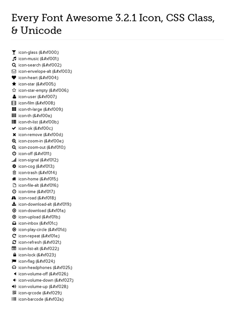Font Awesome Cheatsheet | PDF | Naming Conventions | Notation