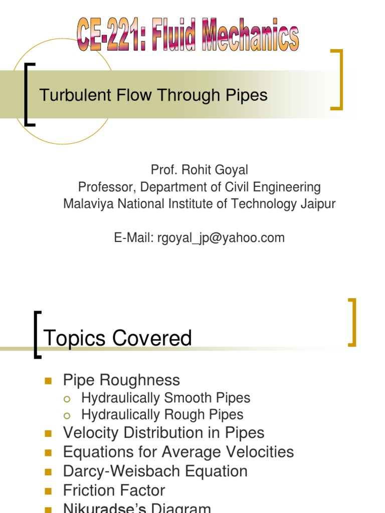 Turbulent Flow Through Pipes | PDF | Classical Mechanics | Mechanical ...