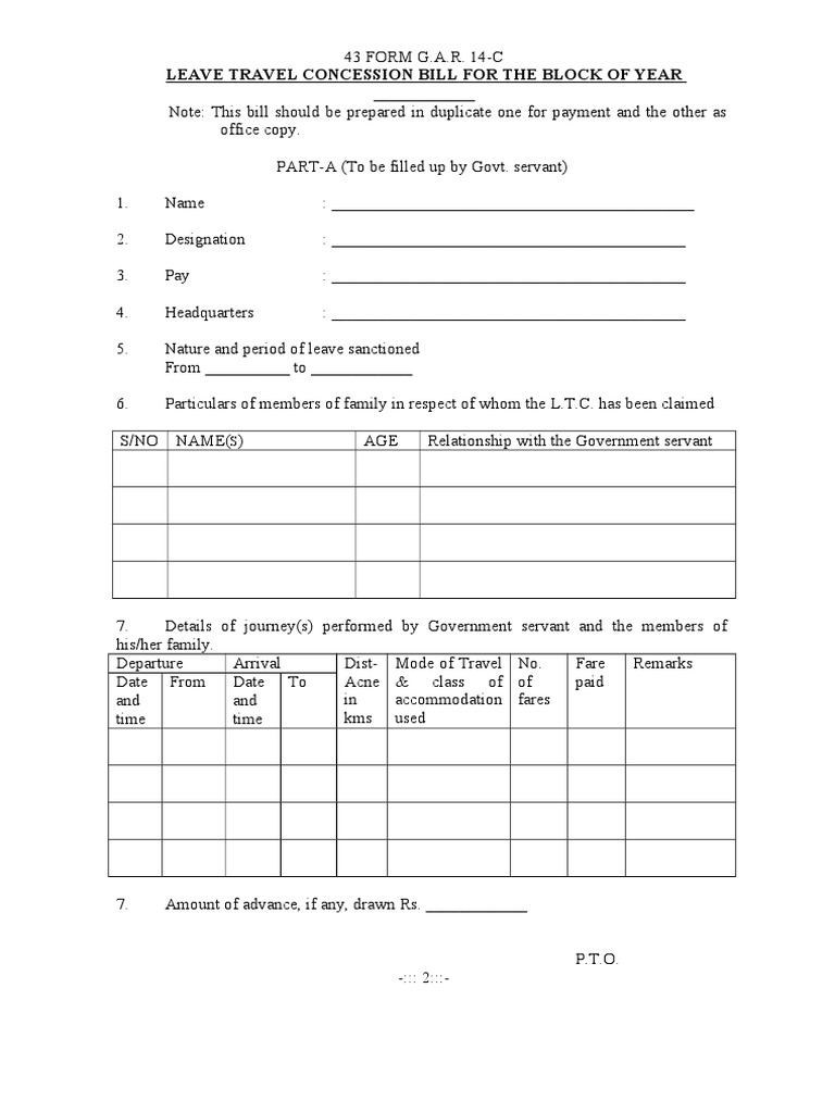 LTC Bill Form | PDF | Transport | Business