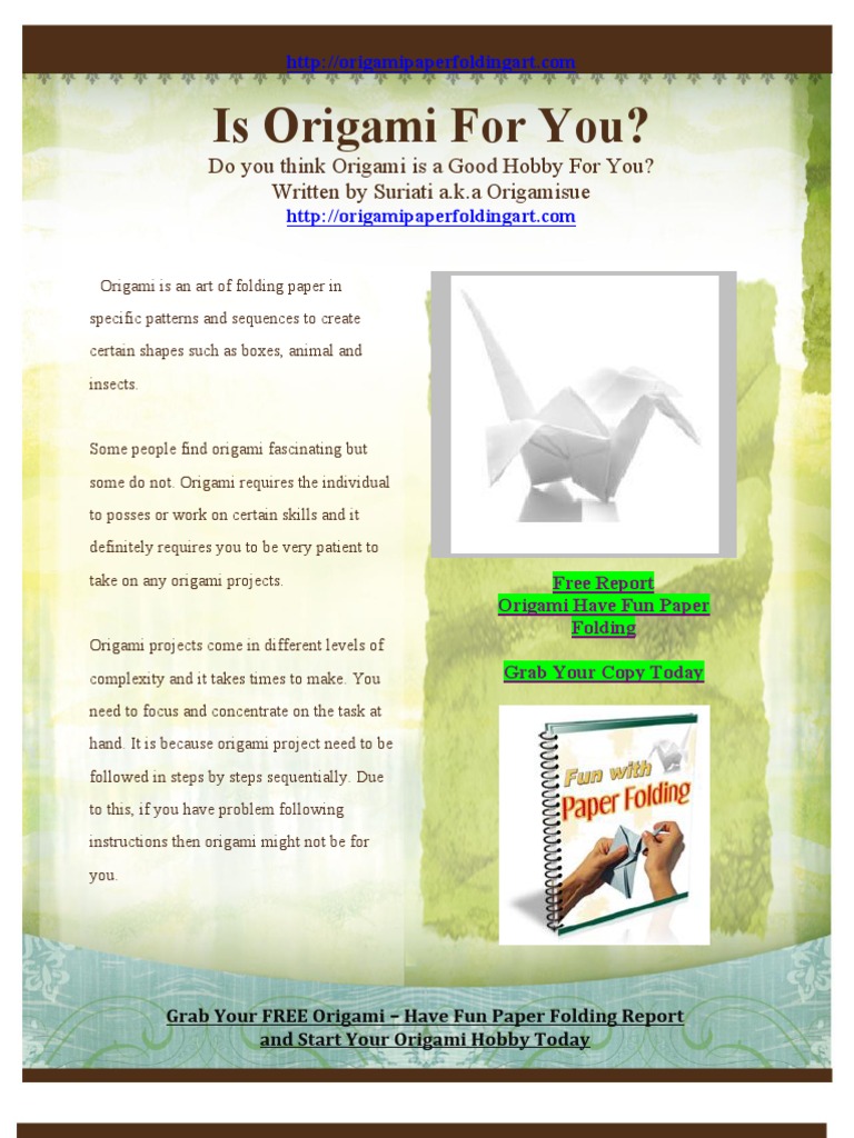 Is Origami the Right Hobby for You? | PDF | Origami | Epistemology