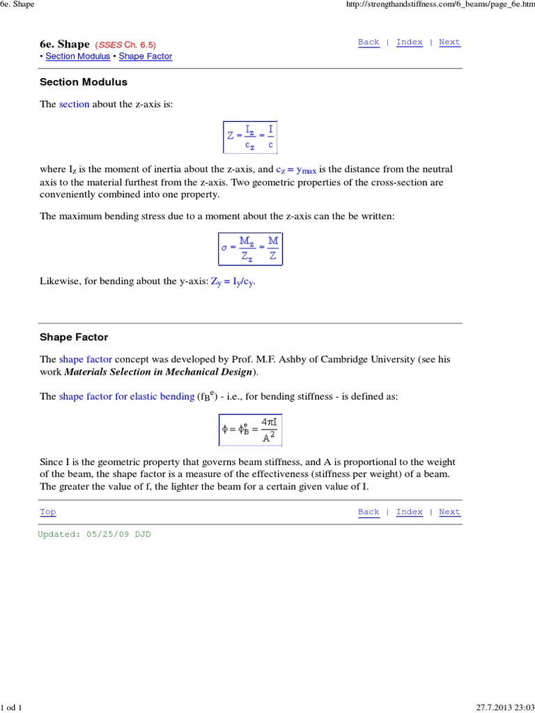 Section Modulus and Shape Factor Explained | PDF