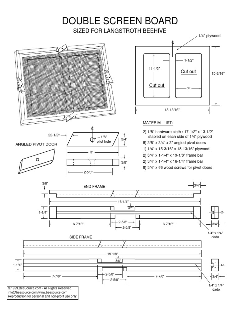 Double Screen Board Plans for Beekeeping | PDF | Woodworking | Wood