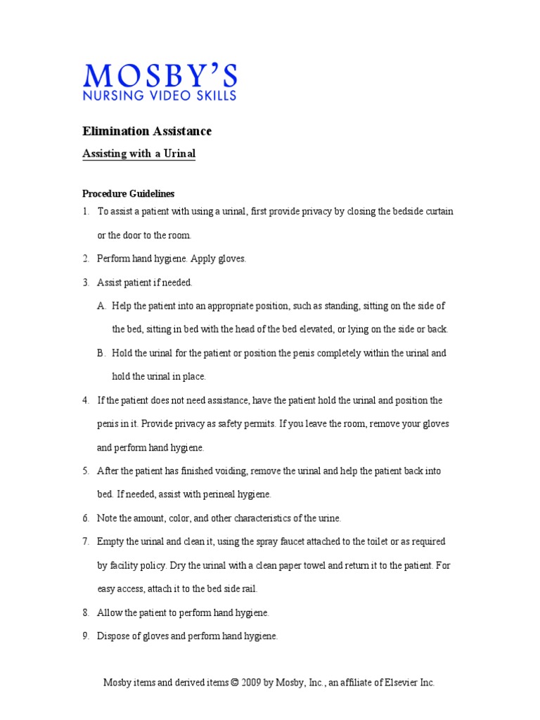 Urinal Assistance Procedure Guidelines | PDF