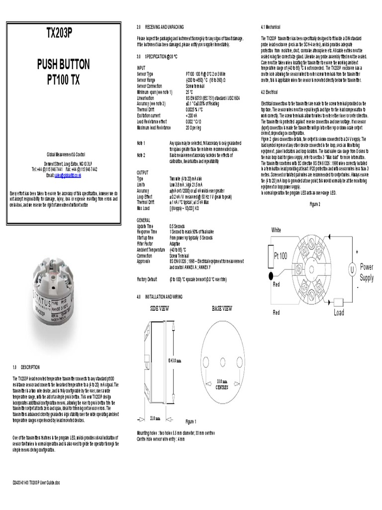 Pt 100 Manual | Sensor | Menu (Computing)