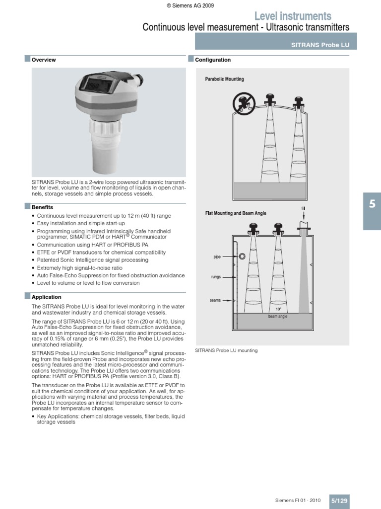 Transmissor Ultra Sonico de Nivel Probe Lu Siemens 1 PDF | PDF ...
