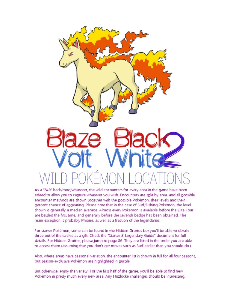 Blaze Black 2 Wild List | PDF | Pokémon | Japanese Games