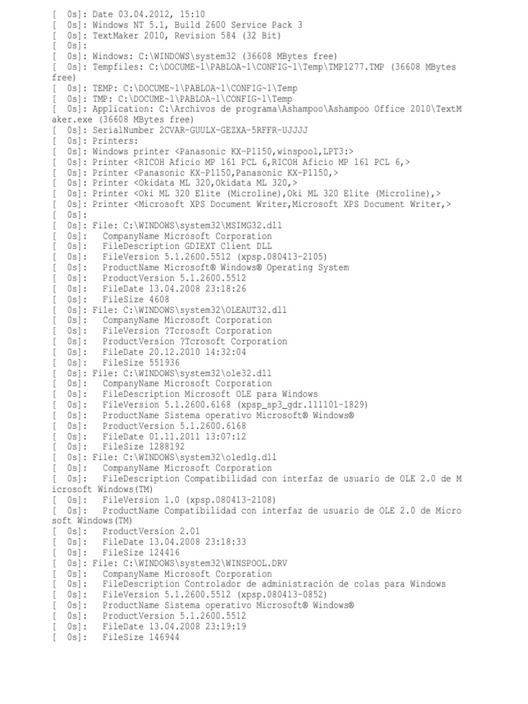 Tmlog | PDF | Microsoft Windows | Operating System