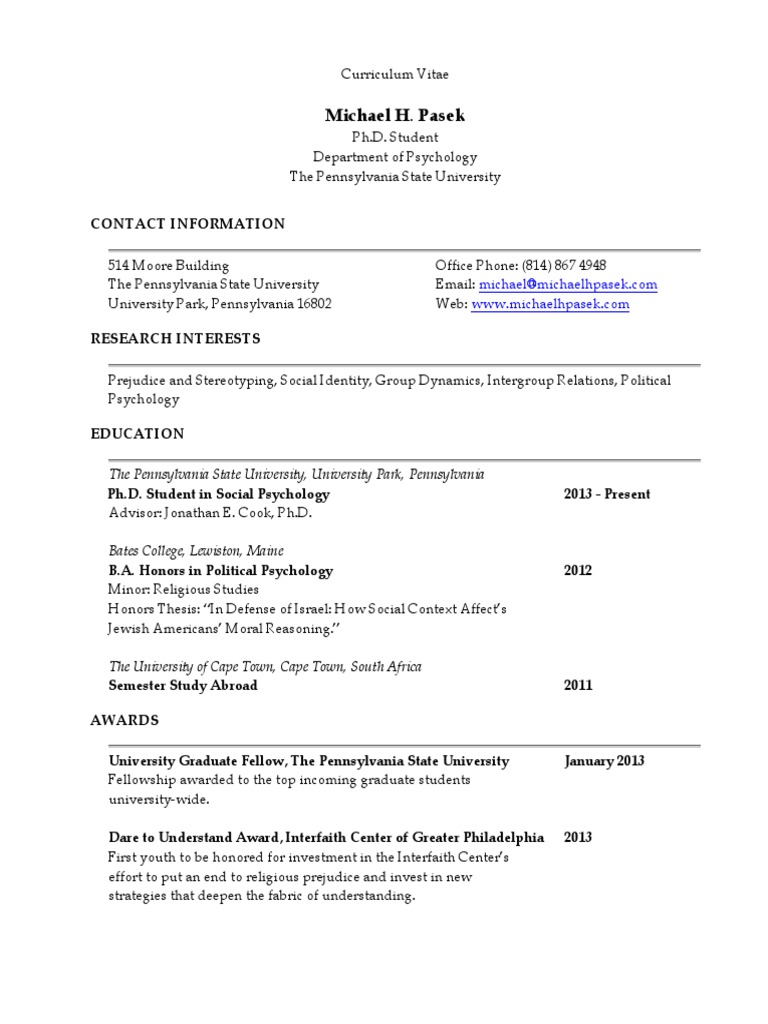 Michael H. Pasek: The Pennsylvania State University, University Park ...