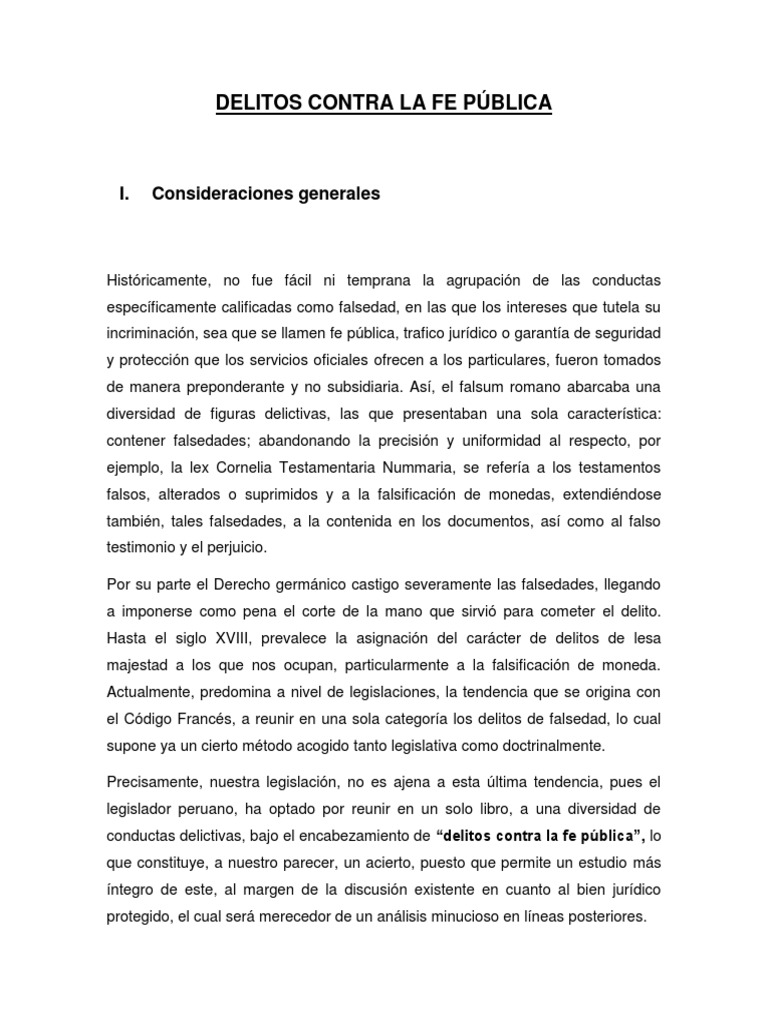 DELITOS CONTRA LA FE PÚBLICA | PDF | Derecho penal | Delito