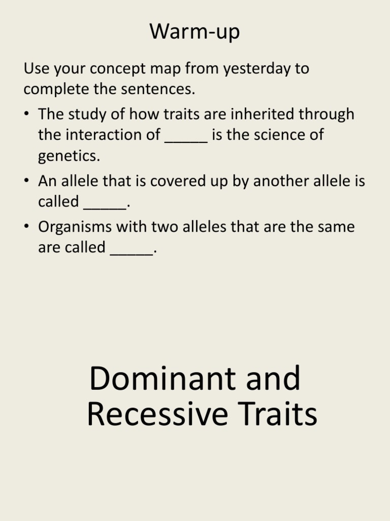 Understanding Dominant and Recessive Traits | PDF | Dominance (Genetics ...