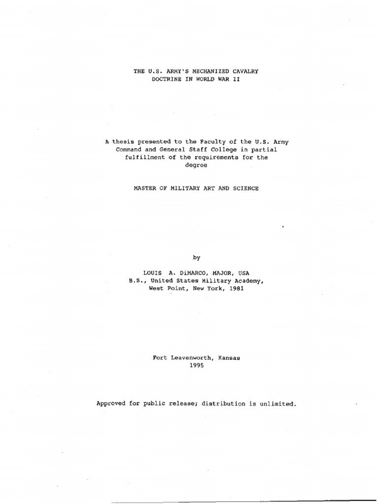 Mech Cavalry Doctrine in WWII | PDF | Armoured Warfare | Cavalry
