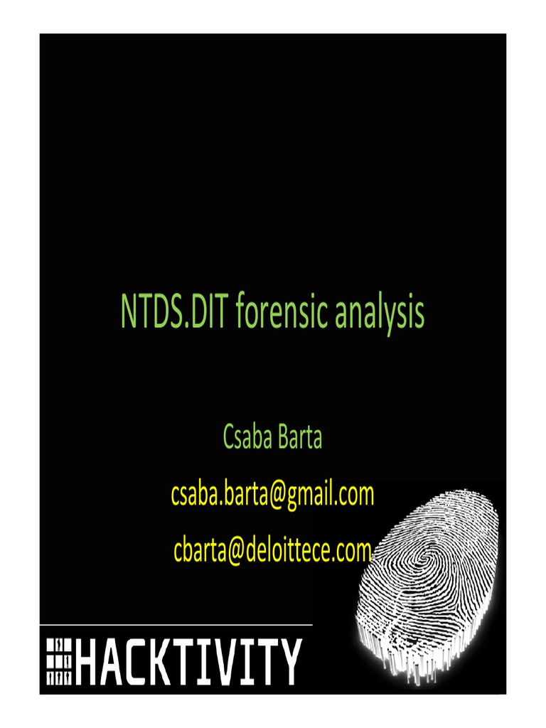 Csaba Barta Ntdsforensics | PDF | Computer Forensics | Databases