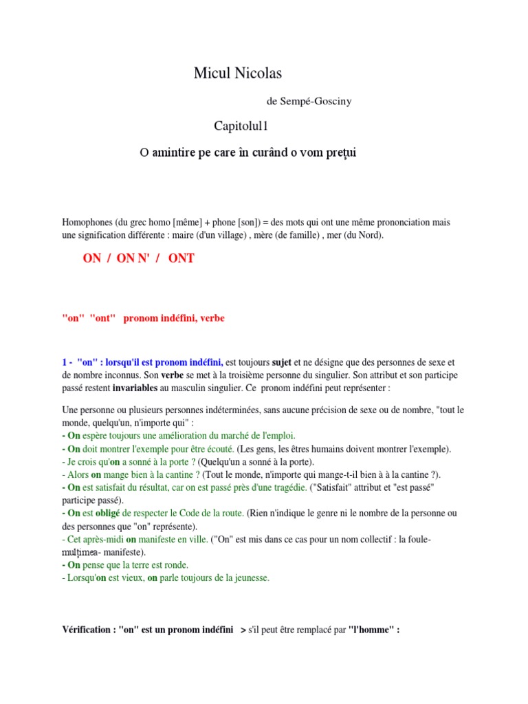 Usage du pronom "on" en français | PDF | Genre grammatical | Nombre ...