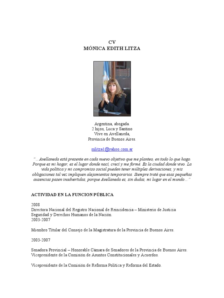 CV Mónica Litza | PDF | Buenos Aires | Comisión Europea