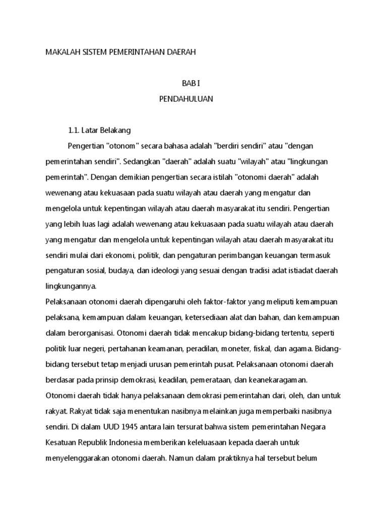 Makalah Sistem Pemerintahan Daerah | PDF