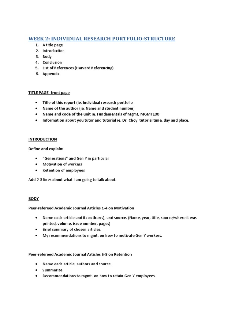 Week 2: Individual Research Portfolio-Structure | PDF
