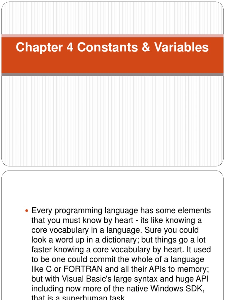 Chapter 4 Constants And Variables Pdf Variable Computer Science Subroutine