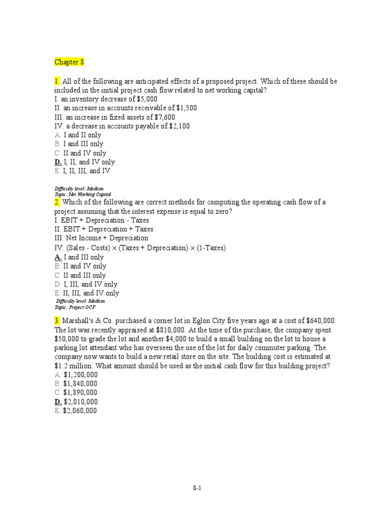 Chap008 A SOL | Download Free PDF | Depreciation | Net Present Value