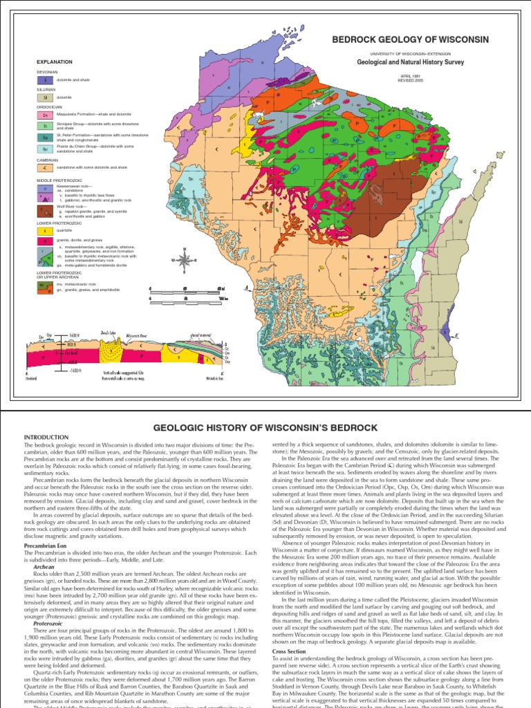 Bedrock Geology of Wisconsin: Explanation | PDF | Rock (Geology) | Geology