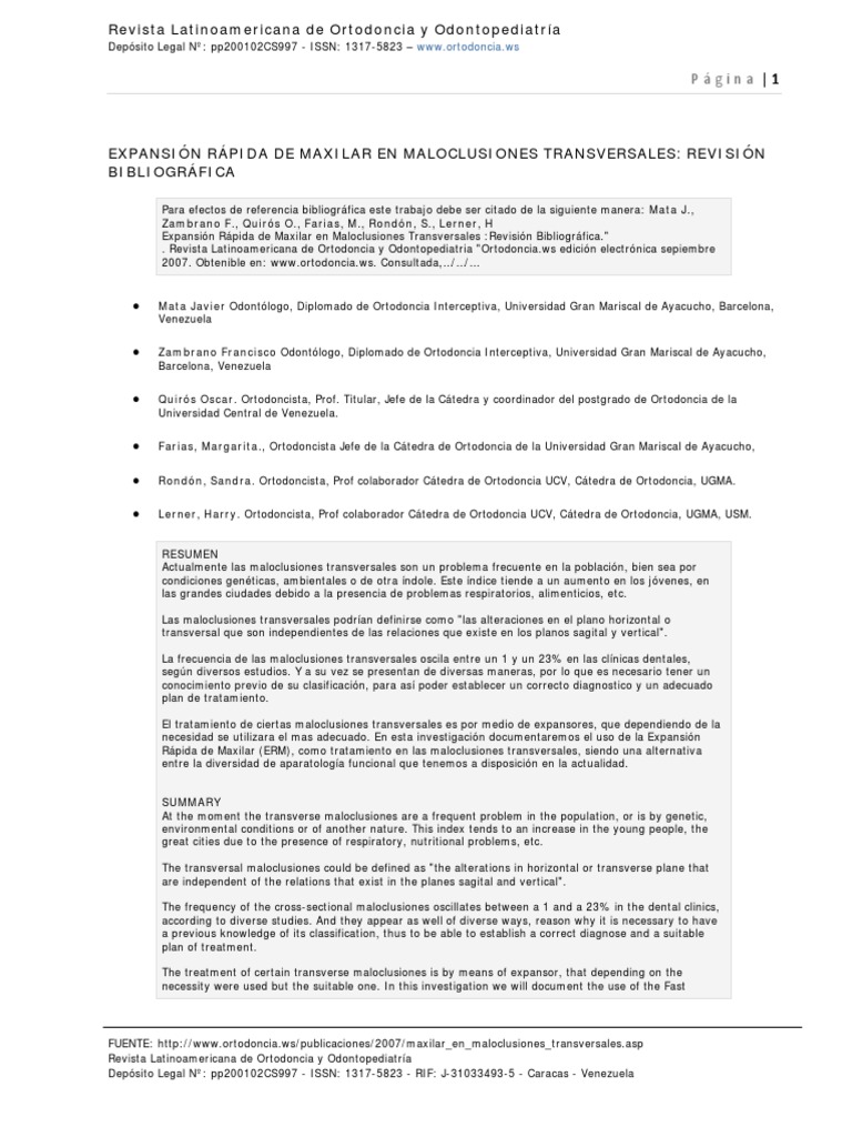 Expansion Transversal | PDF | Ortodoncia | Diente humano