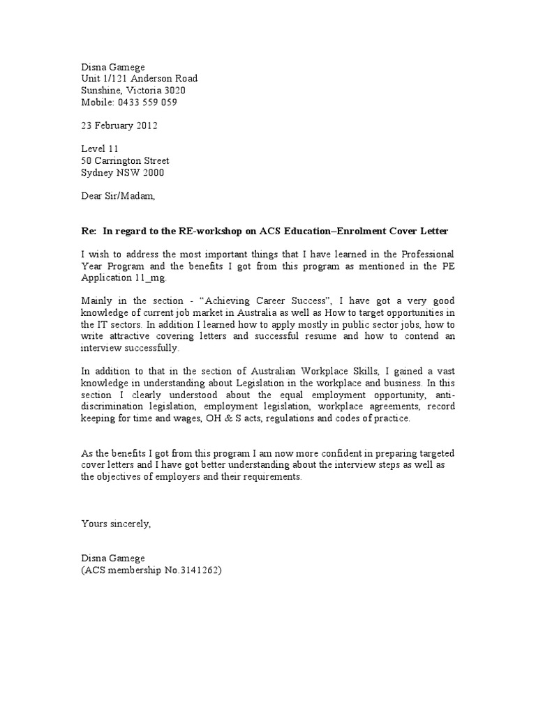 ACS Education Cover Letter Insights | PDF