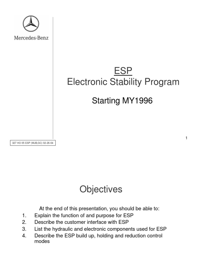 ESP Electronic Stability Program Starting Model Year 1996 | PDF