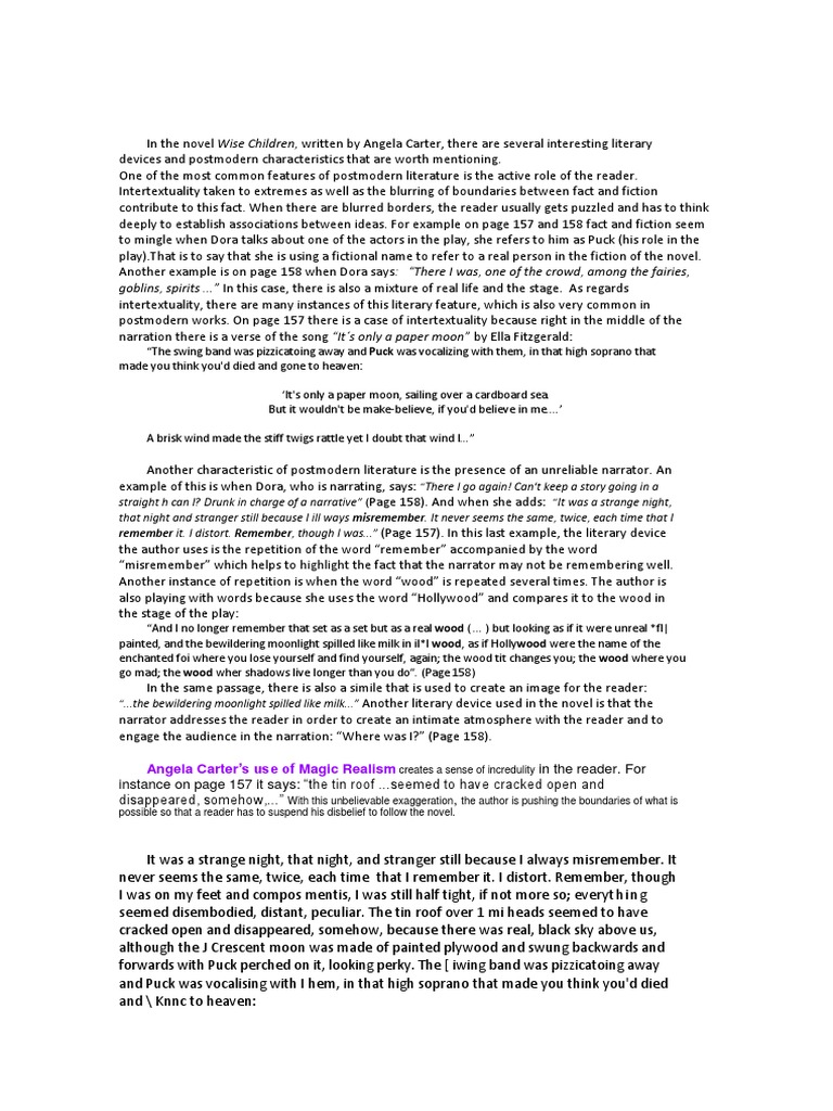 Essay Wise Children | PDF | Postmodern Literature