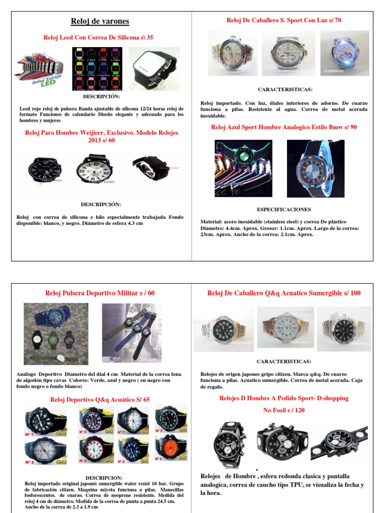 Catalogo Relojes | PDF | Reloj | Pulsera