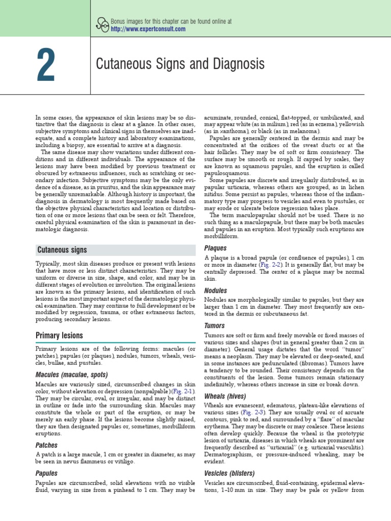 Cutaneous Signs and Diagnosis | PDF | Cutaneous Conditions | Scar