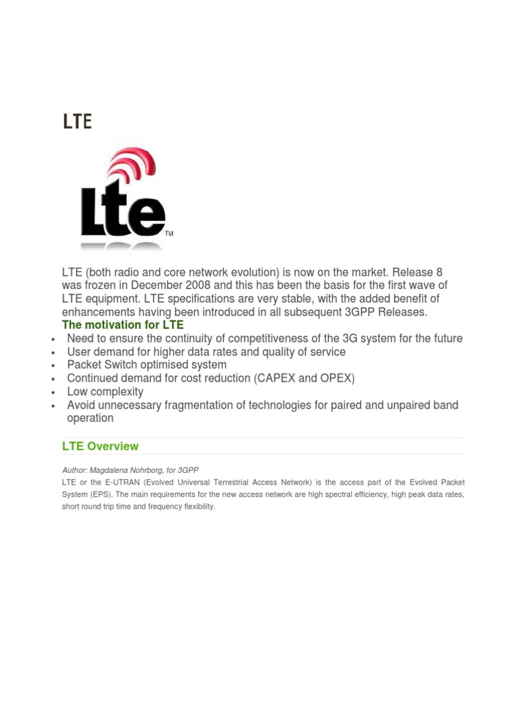 3GPP Lte | PDF | High Speed Packet Access | Lte (Telecommunication)