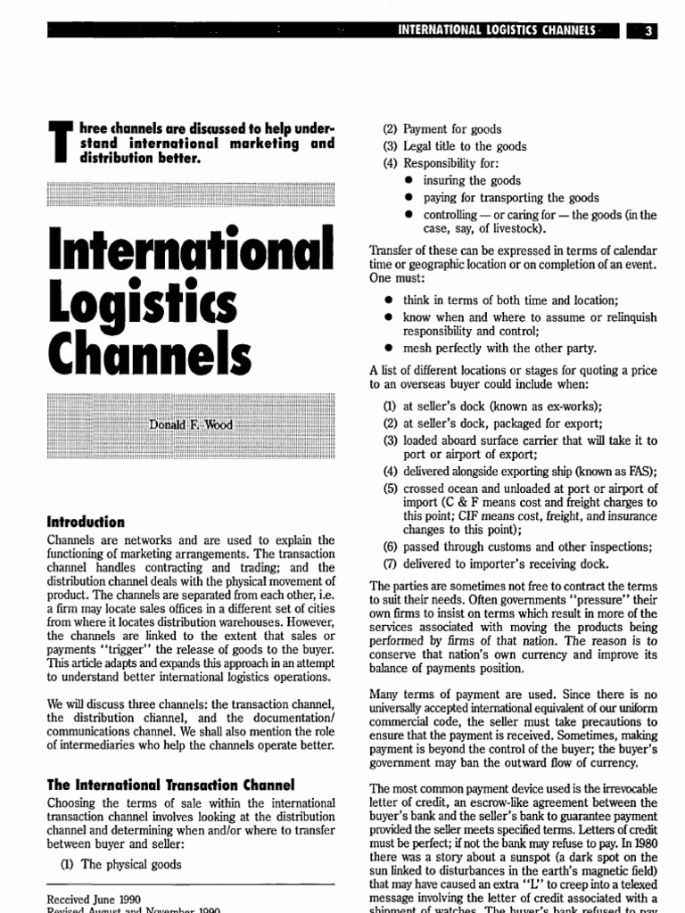 Understanding International Logistics Channels | PDF | Cargo | Letter ...