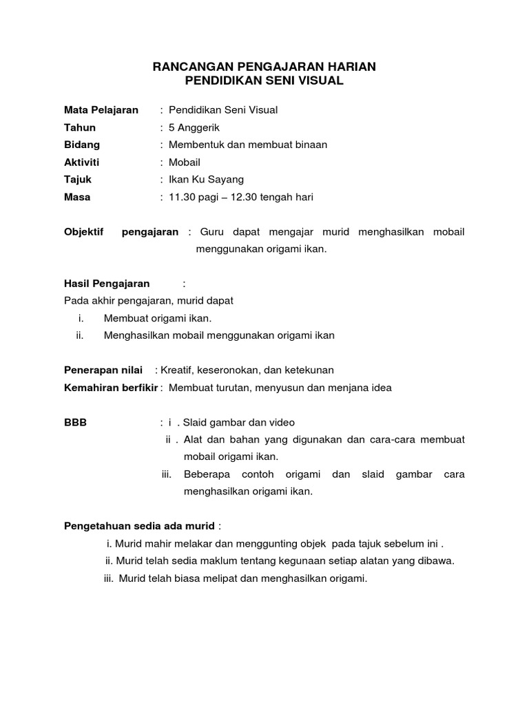 RPH Mobil Ikan | PDF