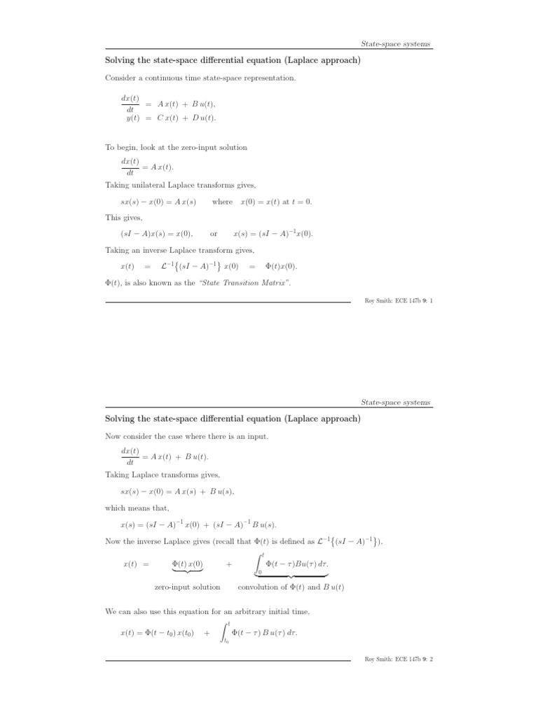 Solution of State Space Equation | Eigenvalues And Eigenvectors ...