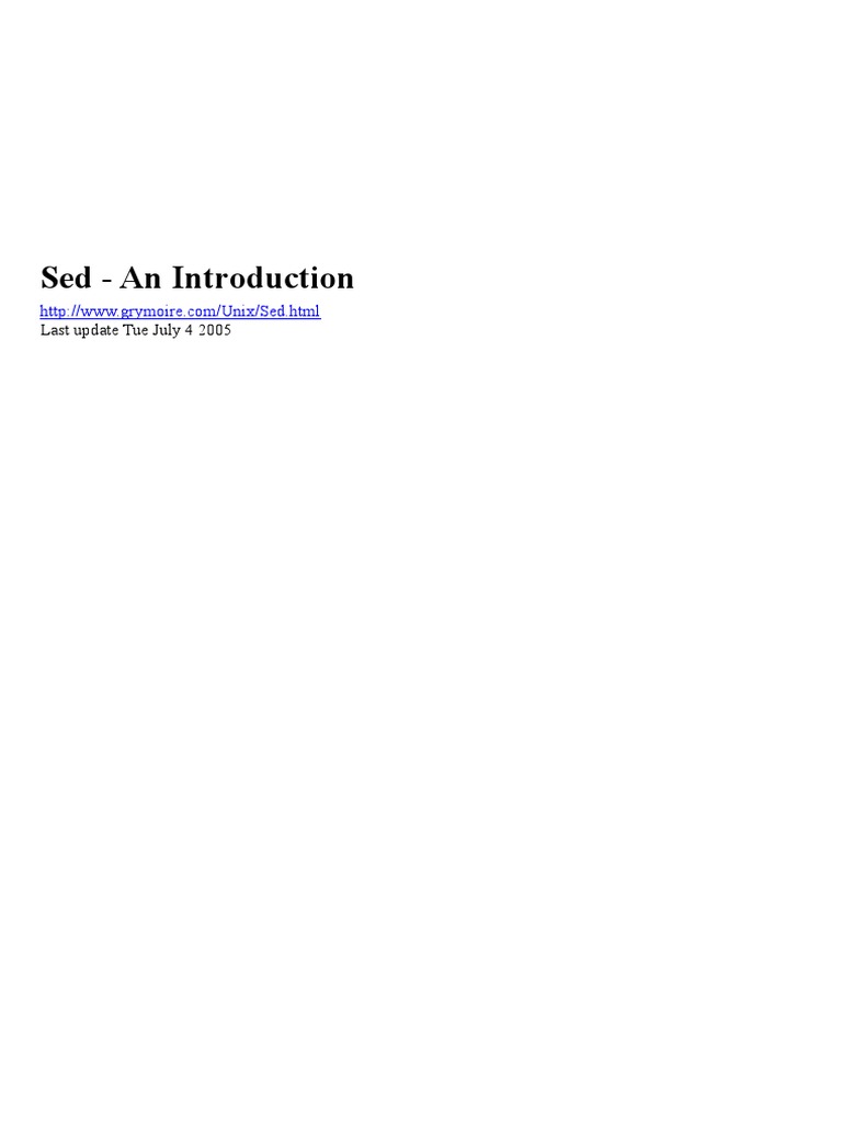Sed An Introduction Last Update Tue July 4 2005 Download Free Pdf Regular Expression 4932