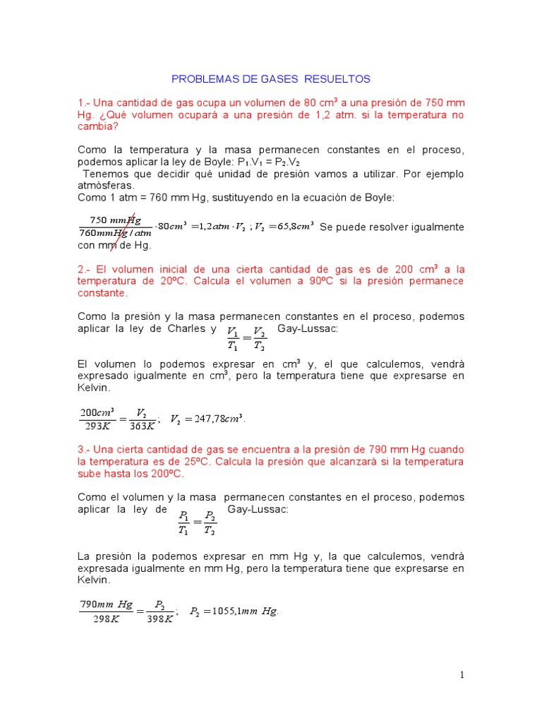 FISICO QUIMICA Problemas Resueltos de Gases Ideales | PDF | Gases | Mole (Unidad)