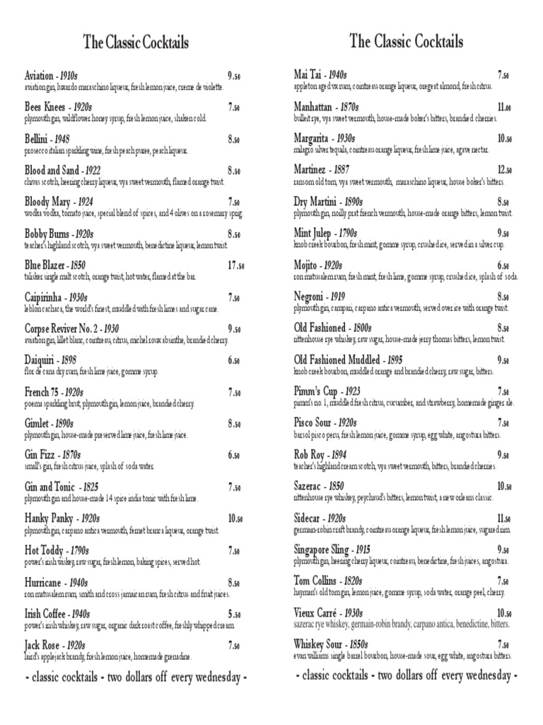 4 Olives Bar Menu | PDF