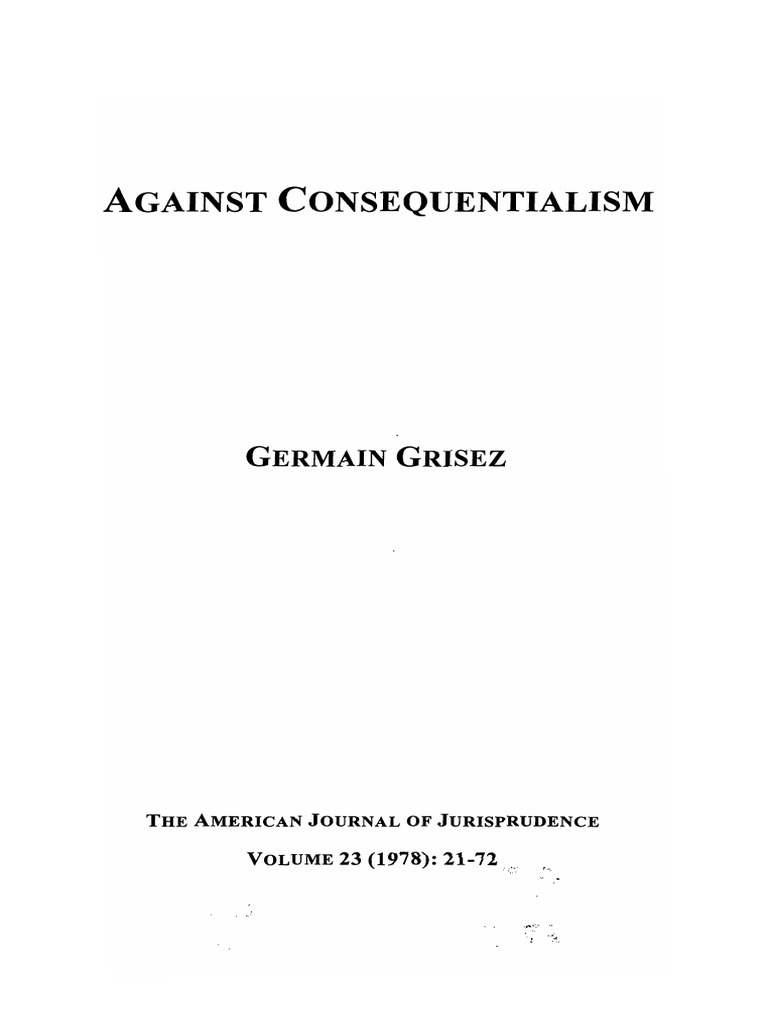 Against Consequentialism: Germain Grisez | PDF | Utilitarianism | Morality