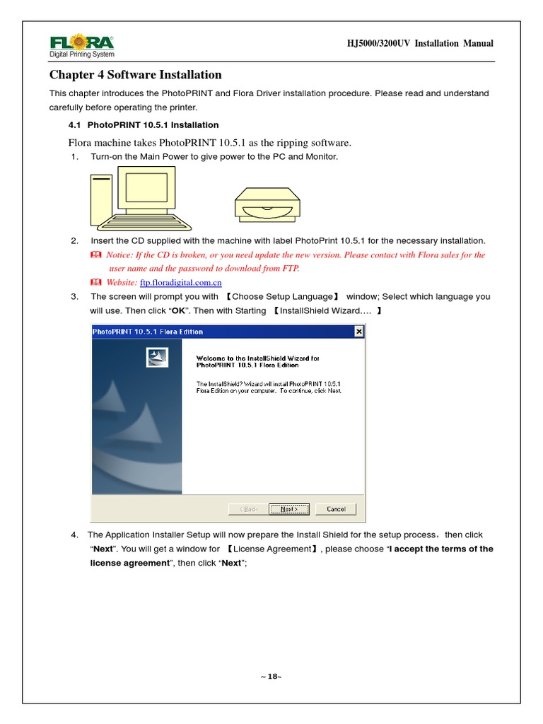Flora Driver and PhotoPRINT Setup Guide | PDF | Installation (Computer ...
